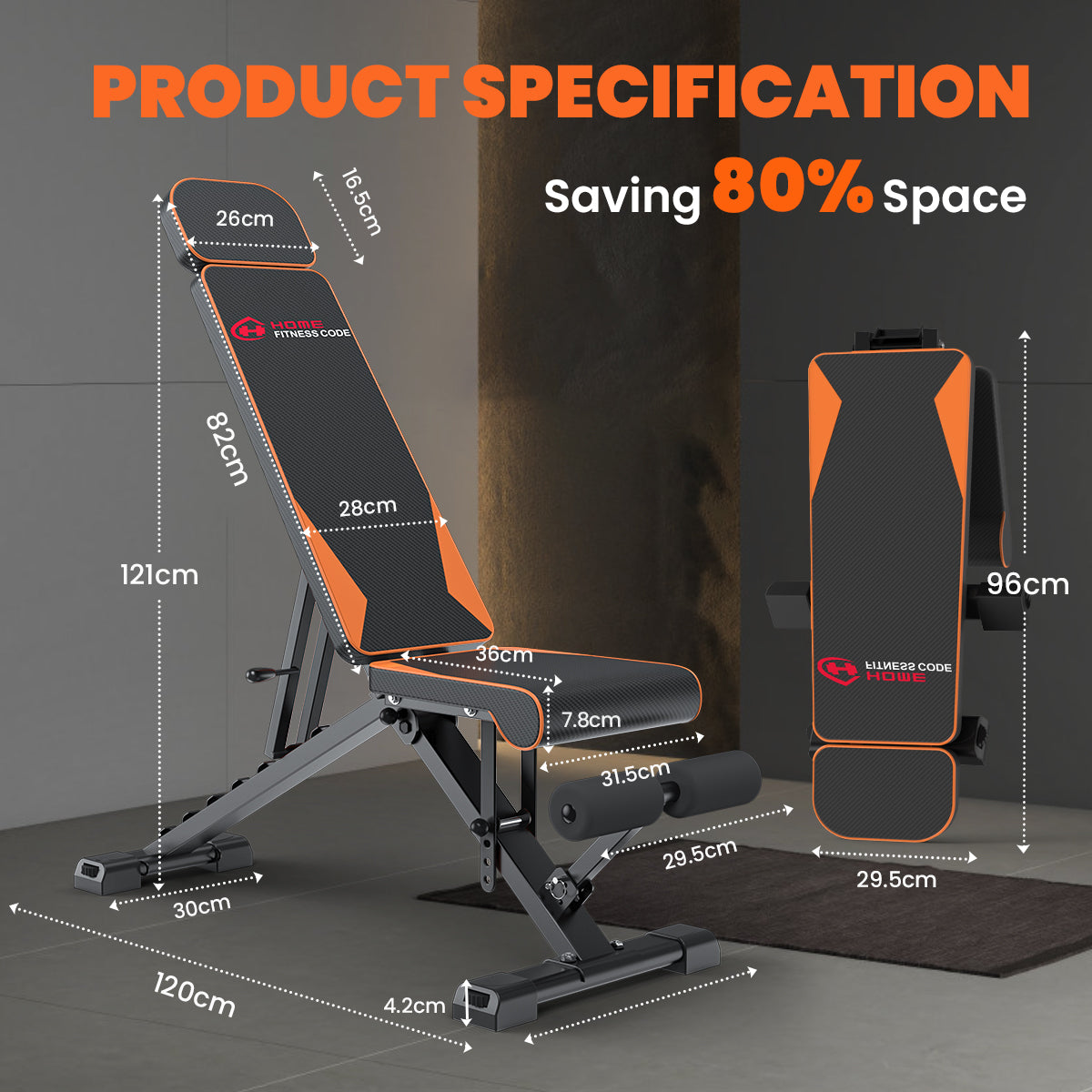 Adjustable Workout Weight Bench Folding Exercise Bench 8 Backrest Adju ...