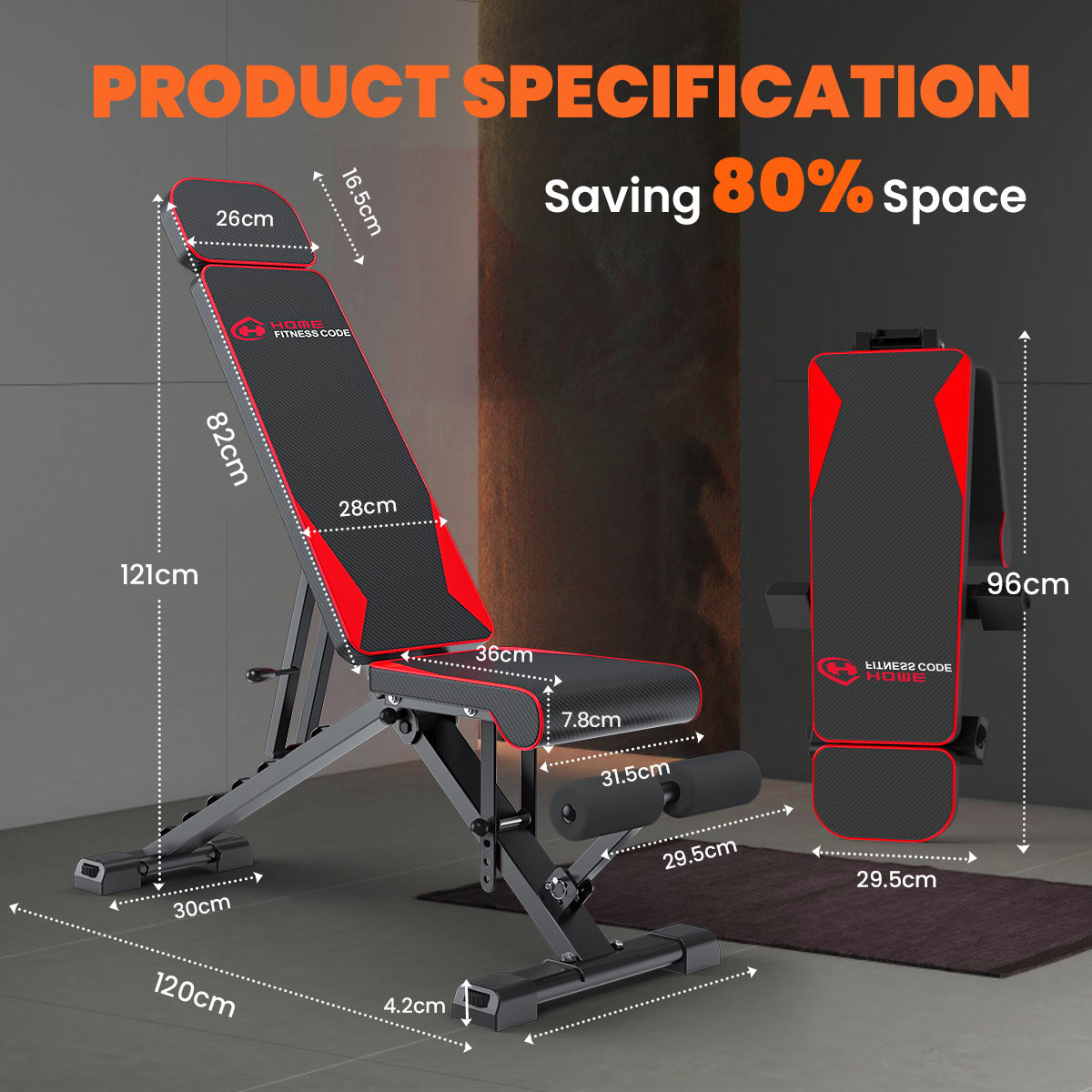 Adjustable Workout Weight Bench Folding Exercise Bench 8 Backrest Adju ...