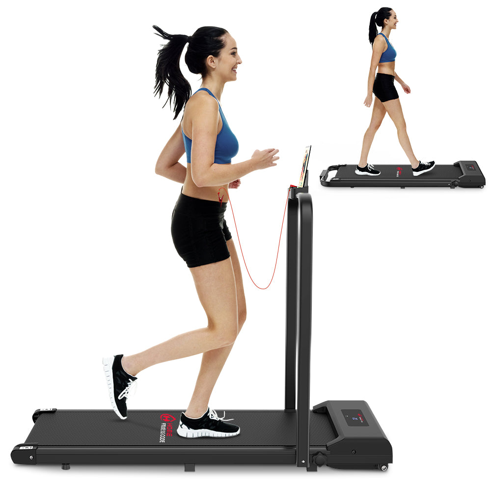 Space Saving Motorised Treadmill 1-10KM/H Walking Machine with LCD Dis ...