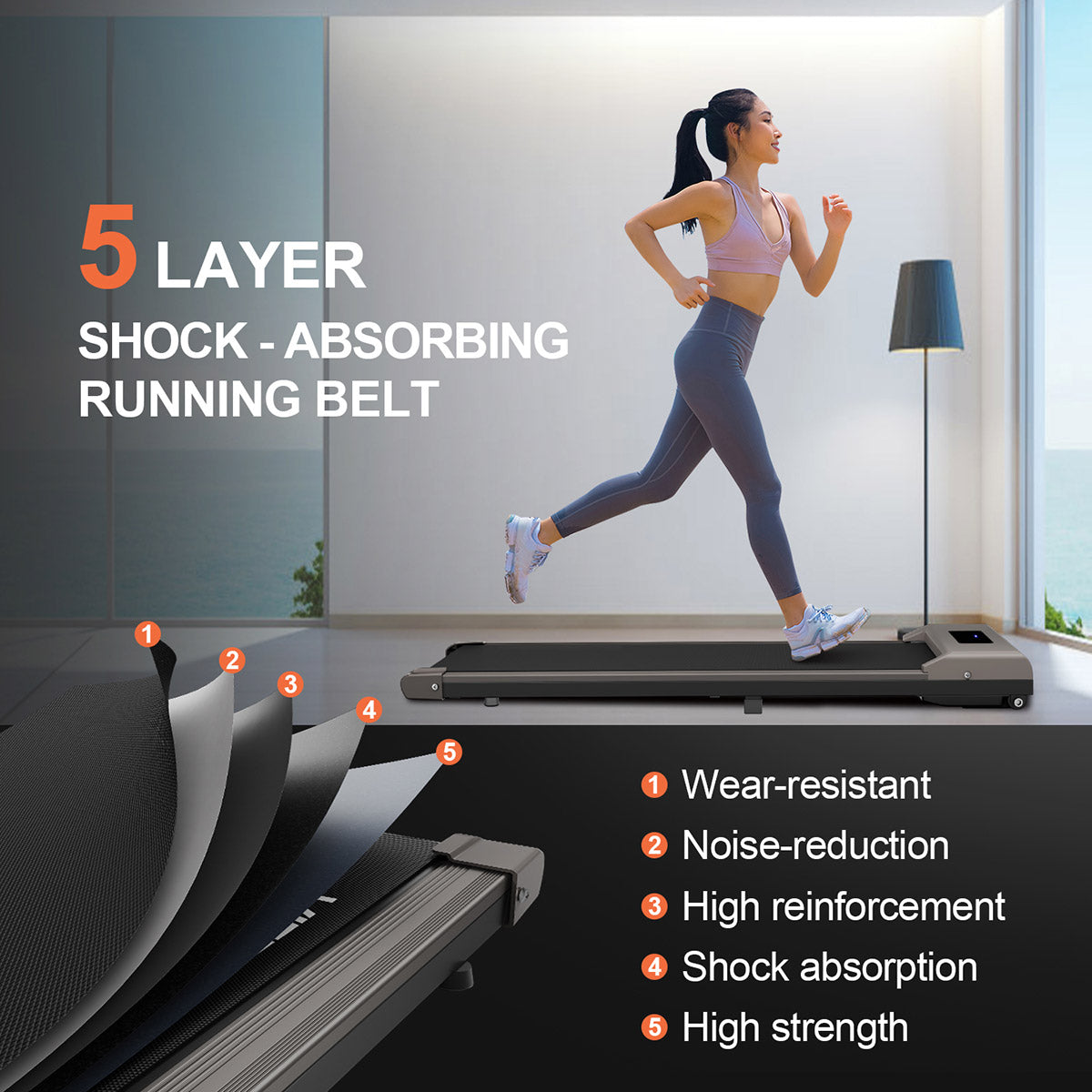 Space Saving Motorised Treadmill 1-10KM/H Walking Machine with LCD Dis ...